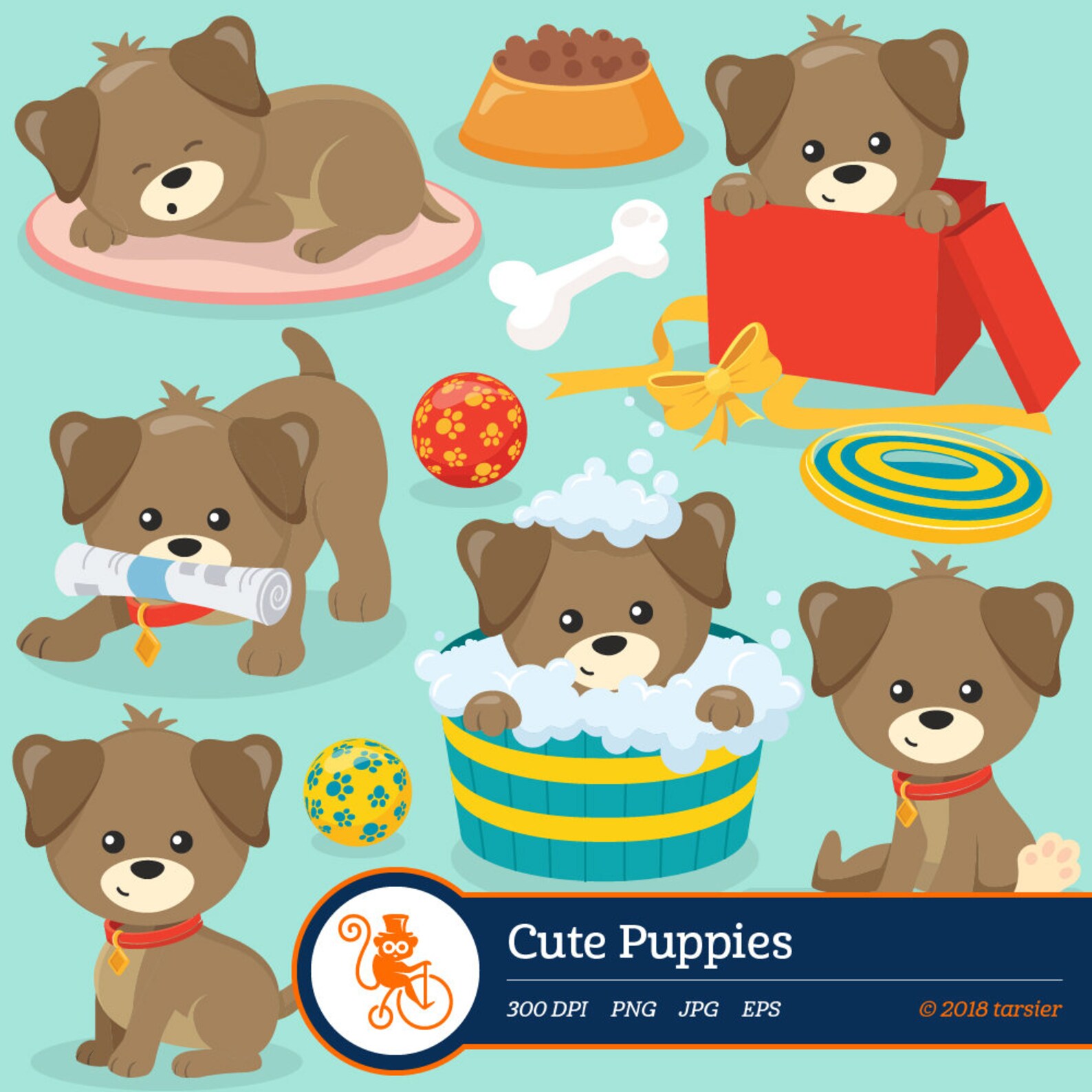 Cute Puppies Clipart Puppy Dog Clipart Vector Graphics - Etsy