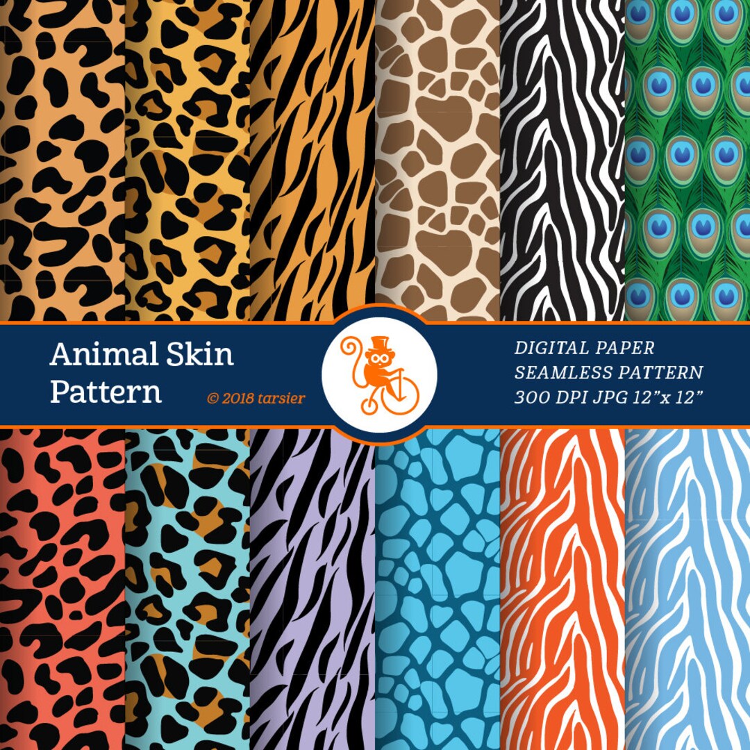 Animal Skin Pattern Digital Paper, Colourul Animal Skin, Digital Images ...