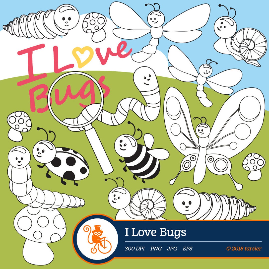 I Love Bugs Digital Stamp, Bugs Digital Stamp, Vector, Graphics ...