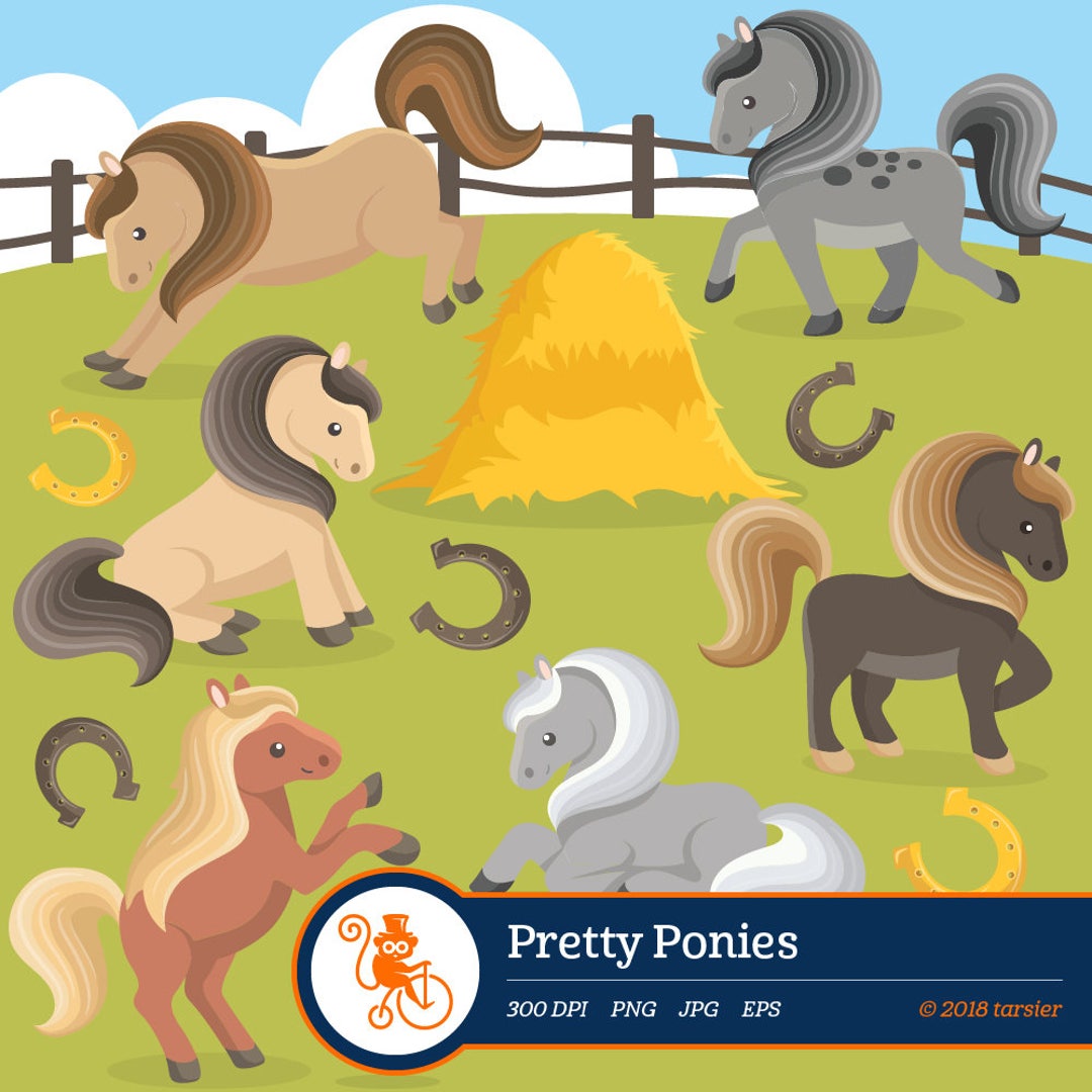 Pretty Ponies Clipart, Horse Clipart, Pony Vector, Animals, Vector ...