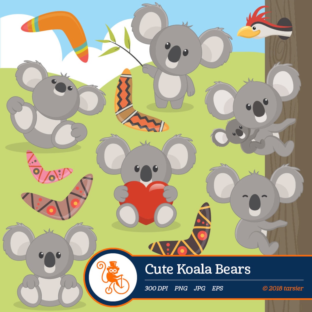 Cute Koala Bears Clipart, Koala Clipart, Animal Friends Clipart, Vector ...