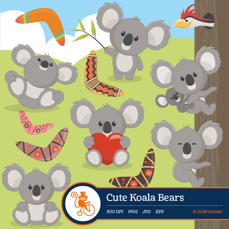 Cute Koala Bears Clipart, Koala Clipart, Animal Friends Clipart, Vector ...