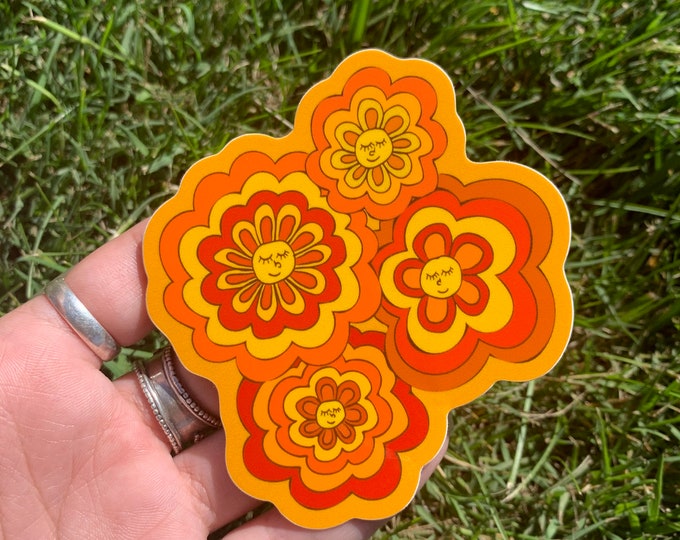 Glossy Groovy Flower Power Sticker - Etsy