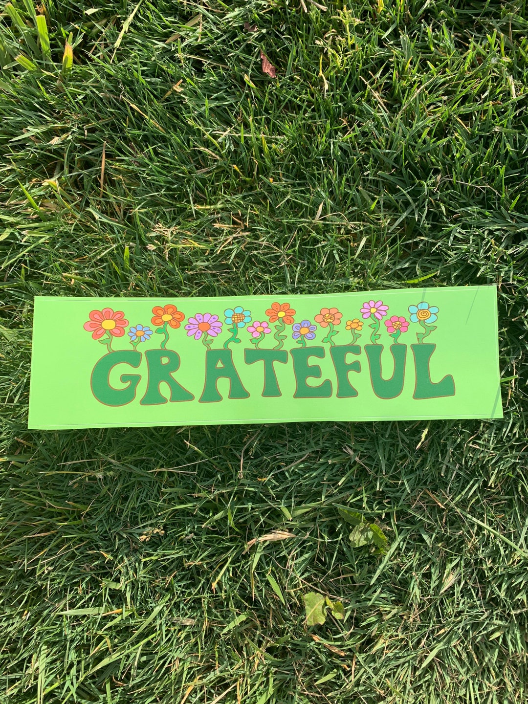 Large Grateful Flowers Bumper Sticker 11x3 Inches - Etsy UK