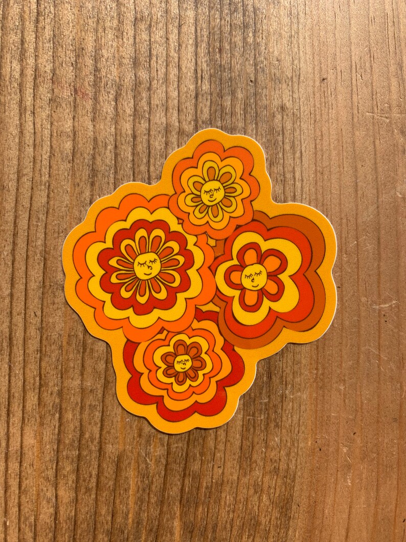 Glossy Groovy Flower Power Sticker - Etsy