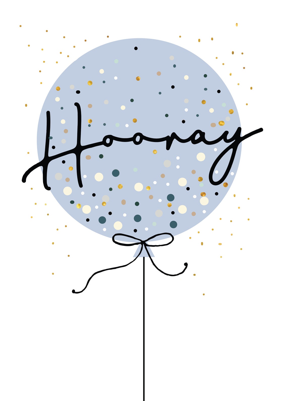 Hooray Blue Happy Birthday Confetti Balloon Card - Etsy Australia