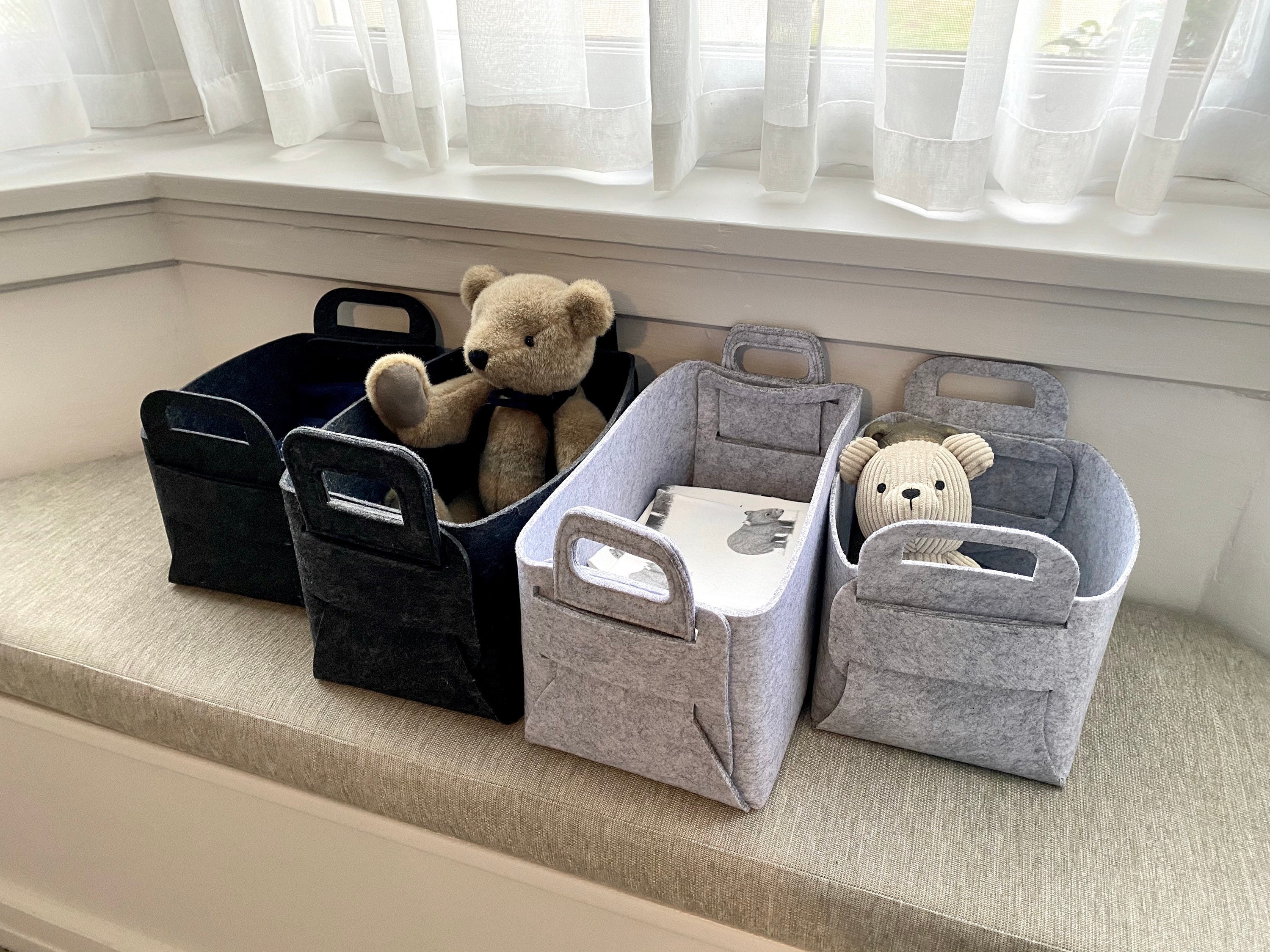 Silver Ash Grey Felt Storage Box Basket Flat Pack Organising | Etsy