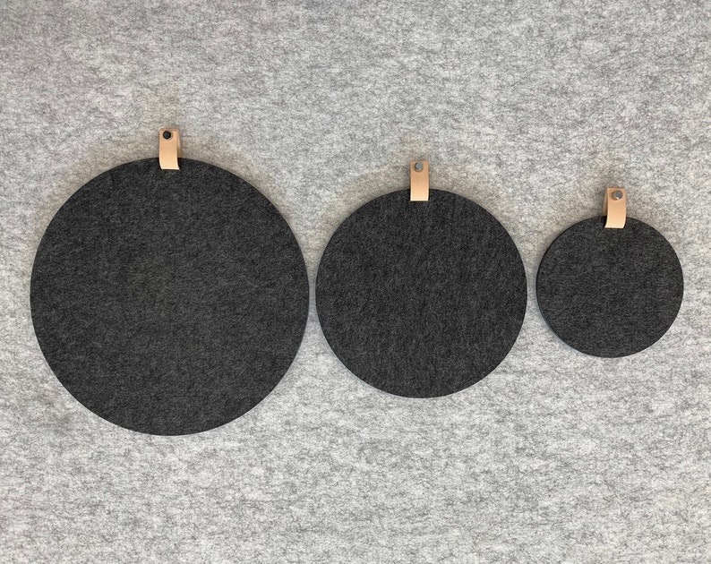 Circle Felt Pinboard With Natural Leather Hanger Ash Grey S M - Etsy ...