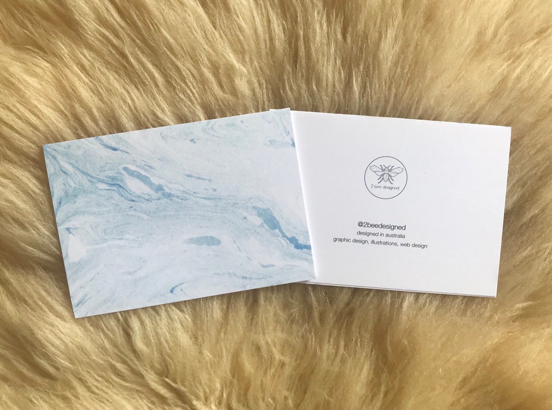 Watercolour Marble Look Blue White Simple Texture Blank Card - Etsy