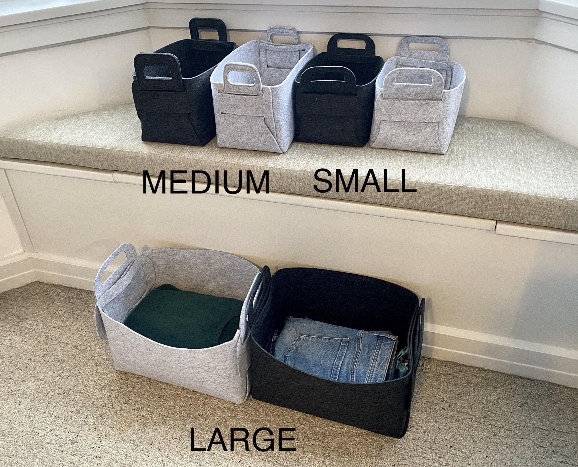 Silver Ash Grey Felt Storage Box Basket Flat Pack Organising | Etsy