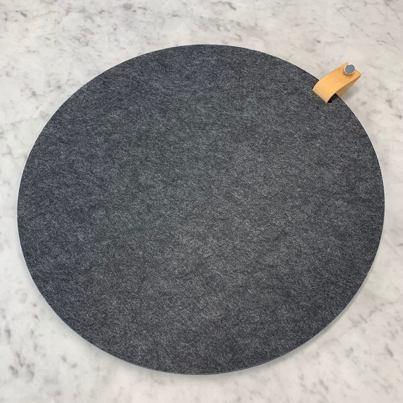 Circle Felt Pinboard With Natural Leather Hanger Ash Grey S M L - Etsy ...