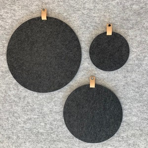 Circle Felt Pinboard With Natural Leather Hanger Ash Grey S M L - Etsy