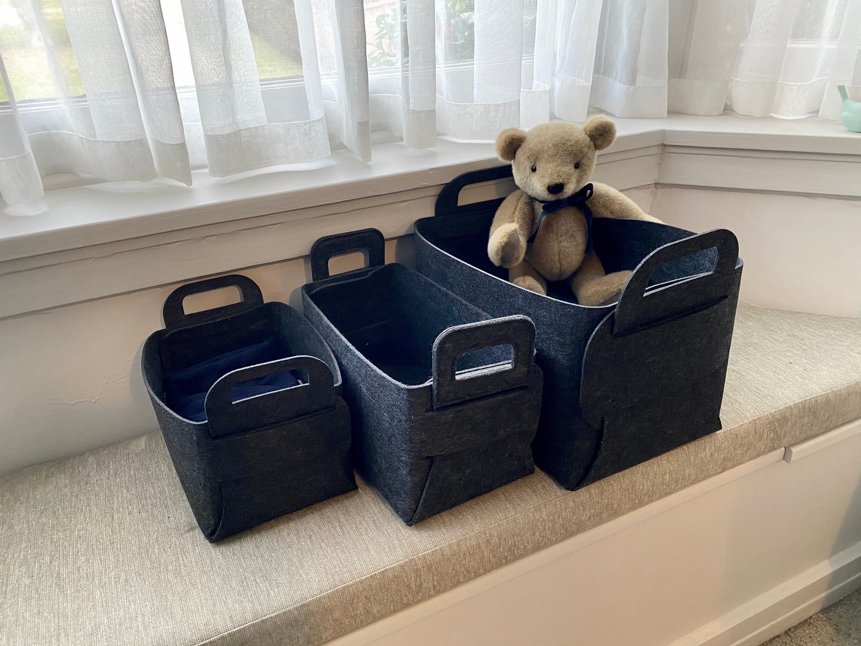 Silver Ash Grey Felt Storage Box Basket Flat Pack Organising | Etsy