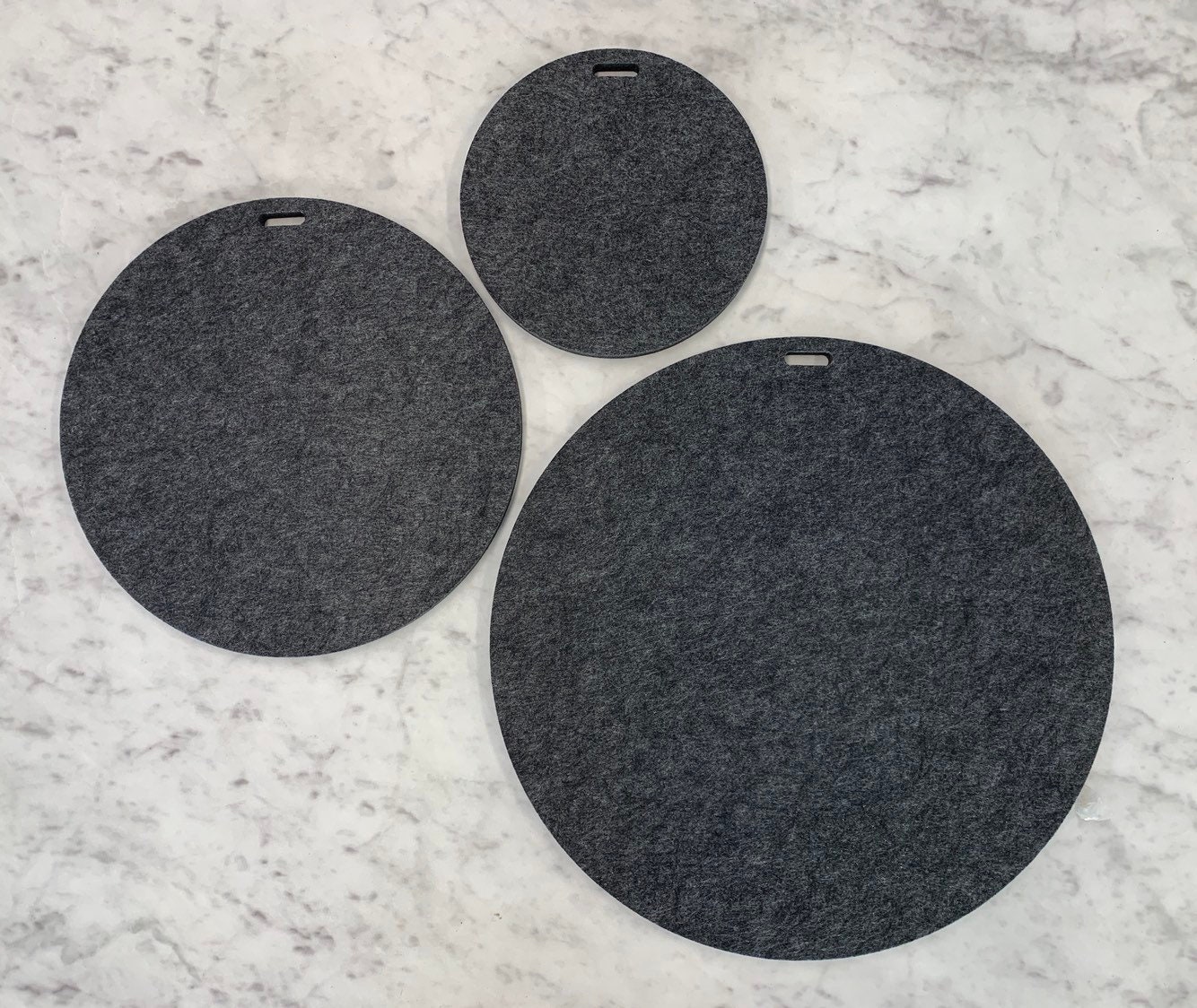 Circle Felt Pinboard With Natural Leather Hanger Ash Grey S M L - Etsy