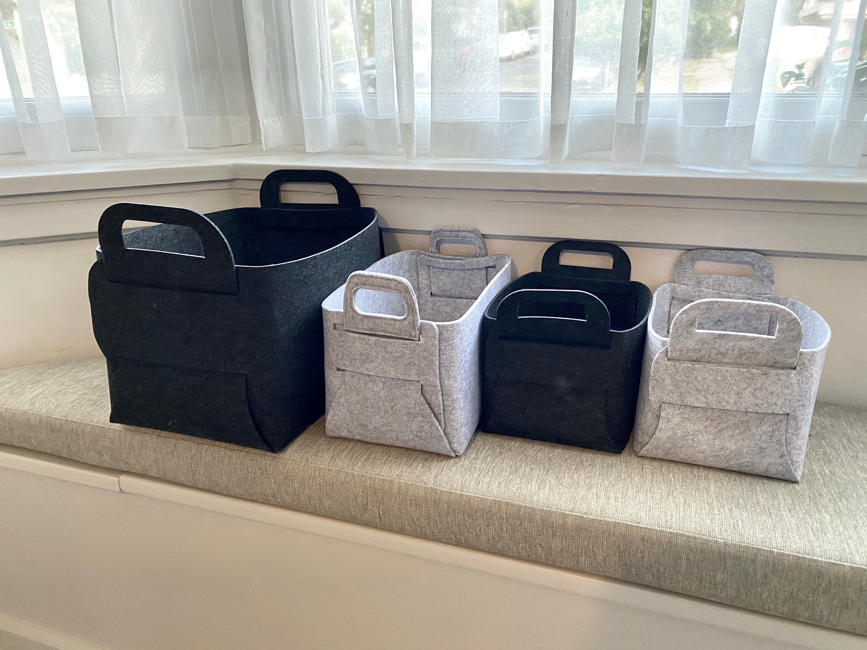 Silver Ash Grey Felt Storage Box Basket Flat Pack Organising | Etsy