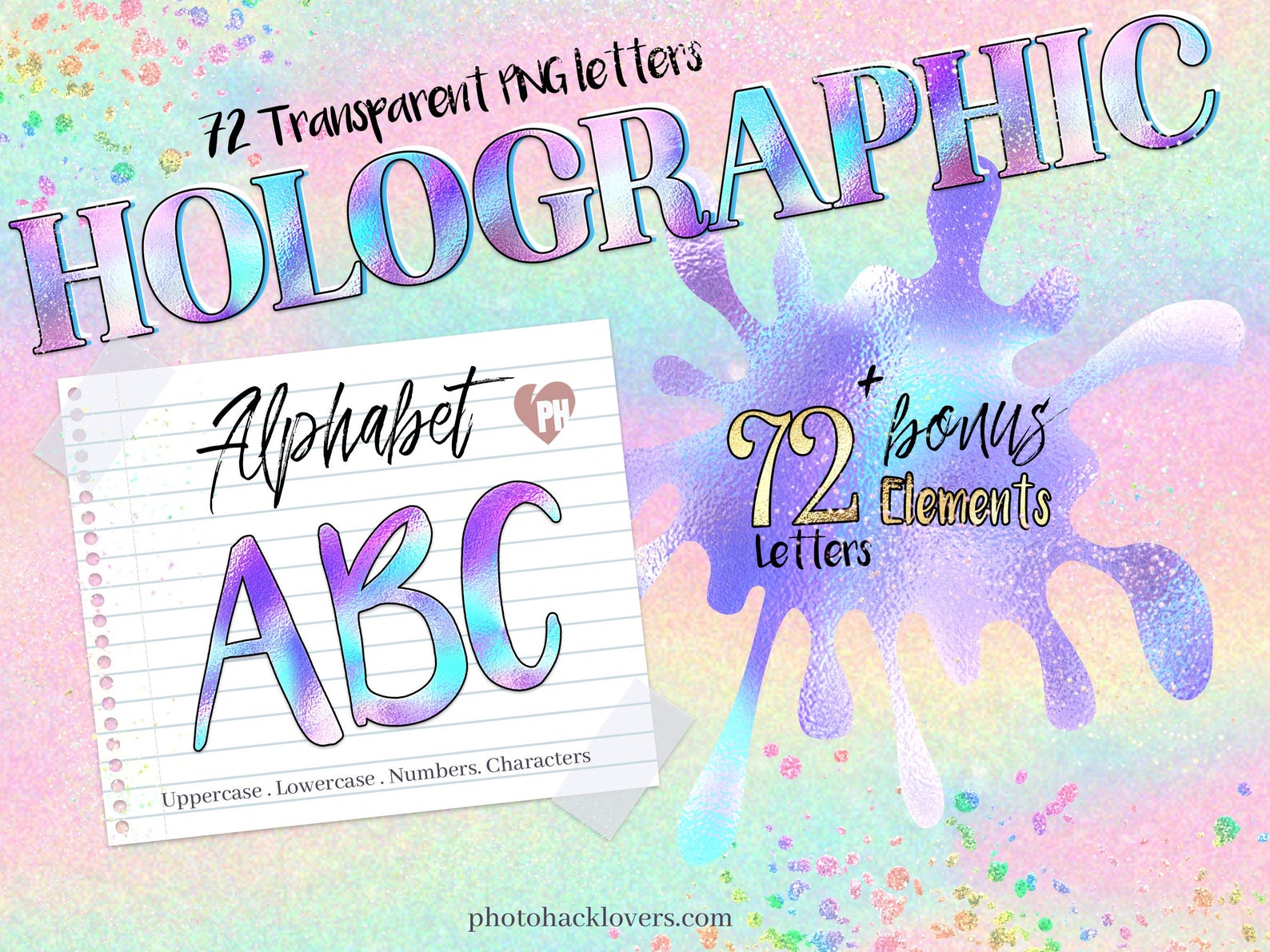 Holographic Digital Alphabet Clipart Rainbow Alphabet Clip - Etsy