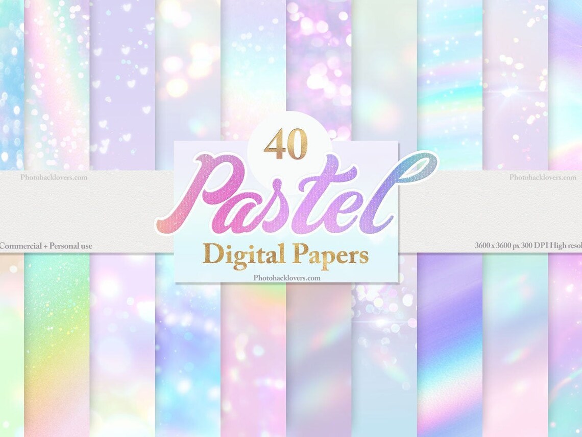 Rainbow Bokeh Texture 40 Pastel Ombre Digital Papers Craft Paper - Etsy