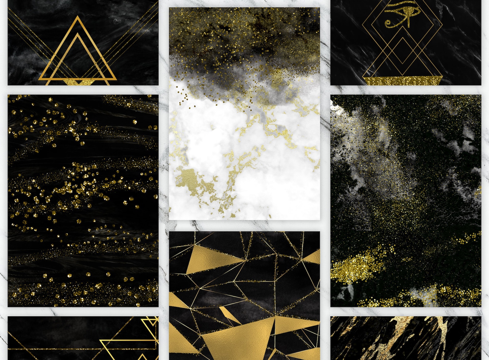 Black Gold Marble Digital Paper Bundle Geometric Abstract - Etsy
