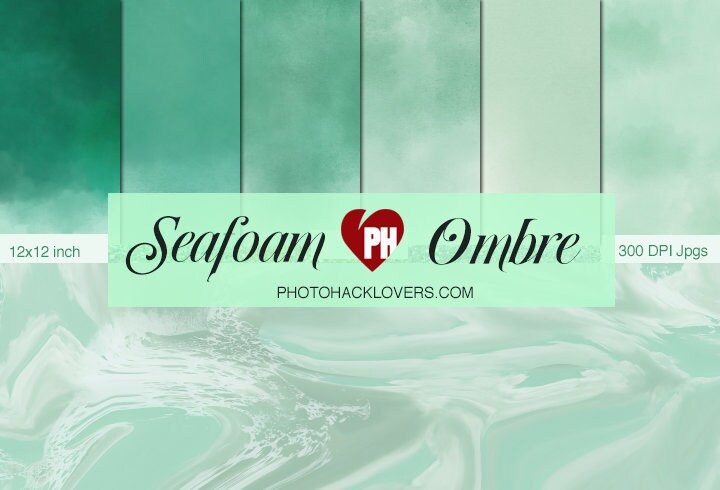 Mint Watercolor Ombre Digital Paper. Handpainted Blue Green - Etsy