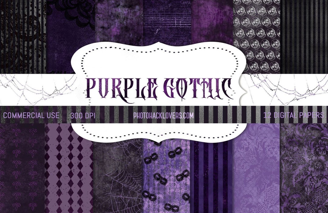Purple Gothic Digital Paper, Purple Halloween Goth Backgrounds Purple ...