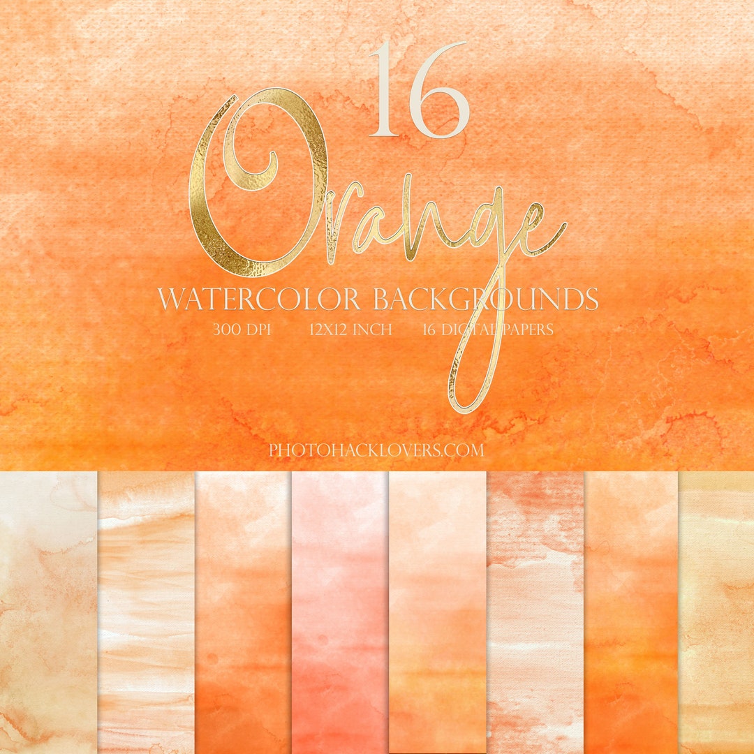 Orange Watercolor Background Digital Paper Pack-mixed Media Abstract ...