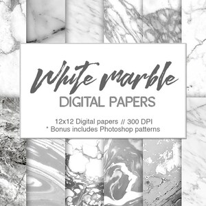 White Marble Digital Paper, White Marble Paper, Marble Paper, Marble ...