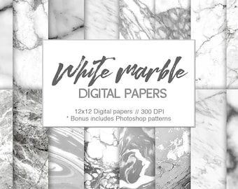 White Marble Digital Paper, White Marble Paper, Marble Paper, Marble ...