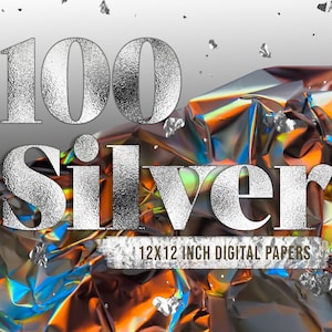 100 Silver Digital Papers: "silver Foil and Glitter Textures" Foil ...