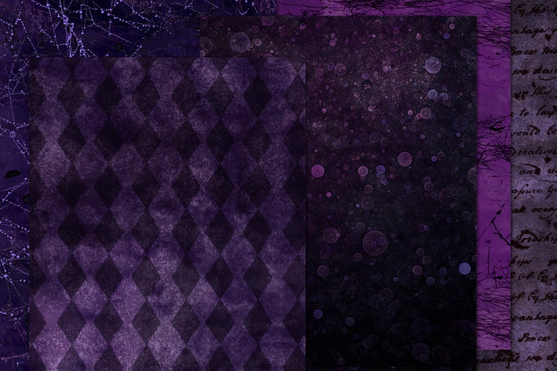 Purple Gothic Textures Halloween Digital Paper Pack - Etsy