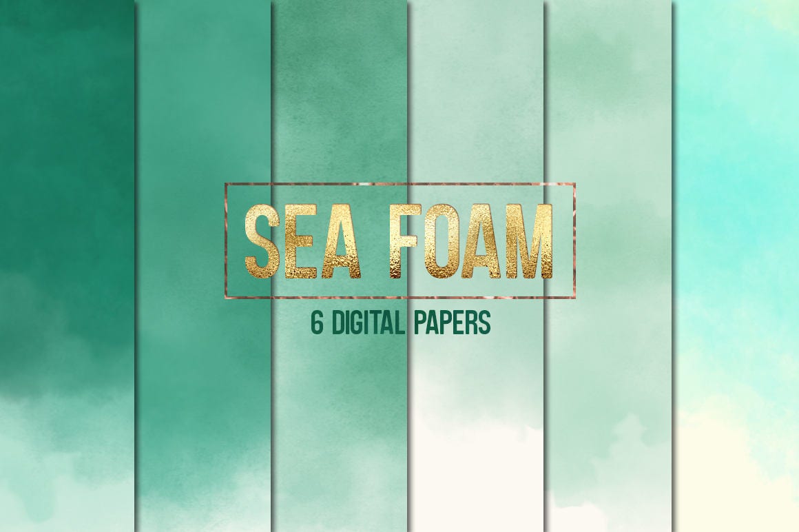 Mint Watercolor Ombre Digital Paper. Handpainted Blue Green - Etsy