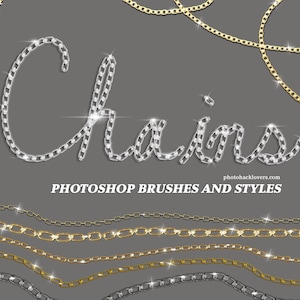 Chain Photoshop Brushes, Gold and Silver Jewelry Styles, Digital ...