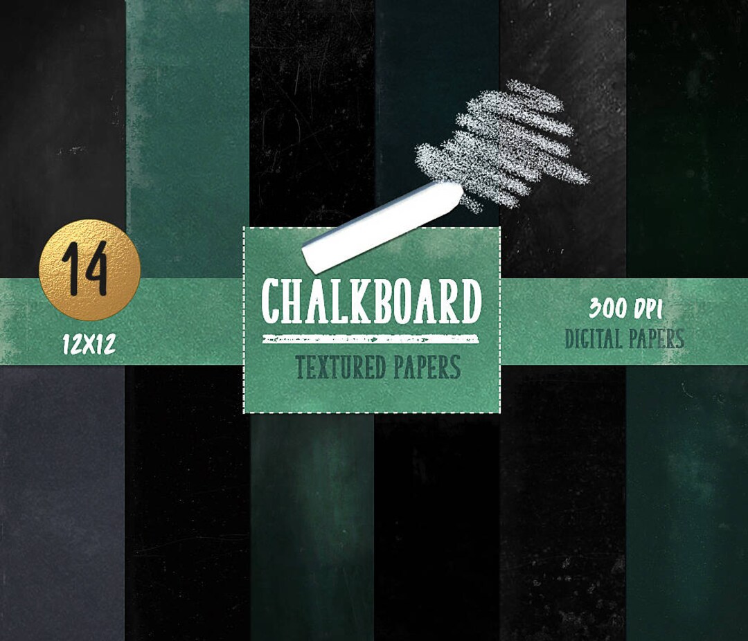 Chalkboard Digital Paper, "blackboard Paper" -black and Green Digital ...