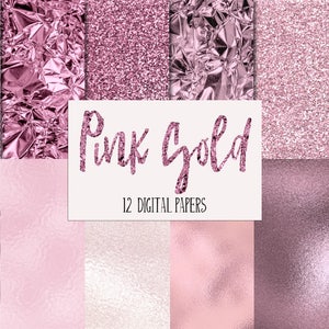 Rose Gold Glitter Digital Paper, Scrapbook Textures, Seamless ...