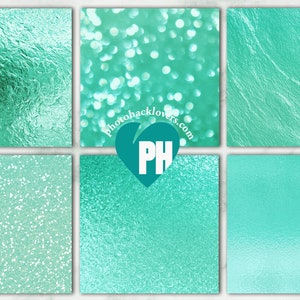 Mint Green Digital Paper - Aqua Mint Digital Paper - Glitter Digital ...