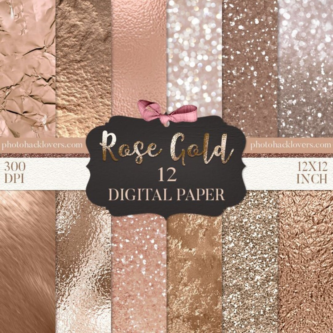 Rose Gold Digital Paper, Rose Gold Foil Backgrounds, Metallic Rose Gold ...