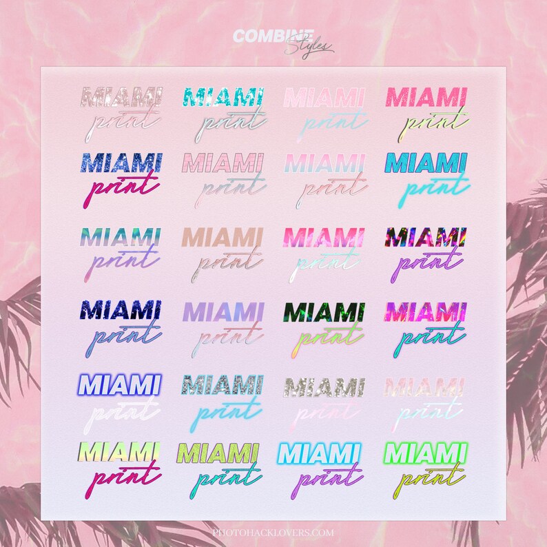 200 Miami Retro Wave Photoshop Styles and Brushes, PSD Instant Download ...