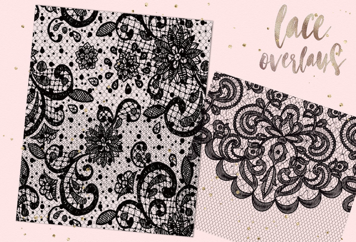 Black Lace Overlays Transparent Digital Paper Scrapbooking - Etsy