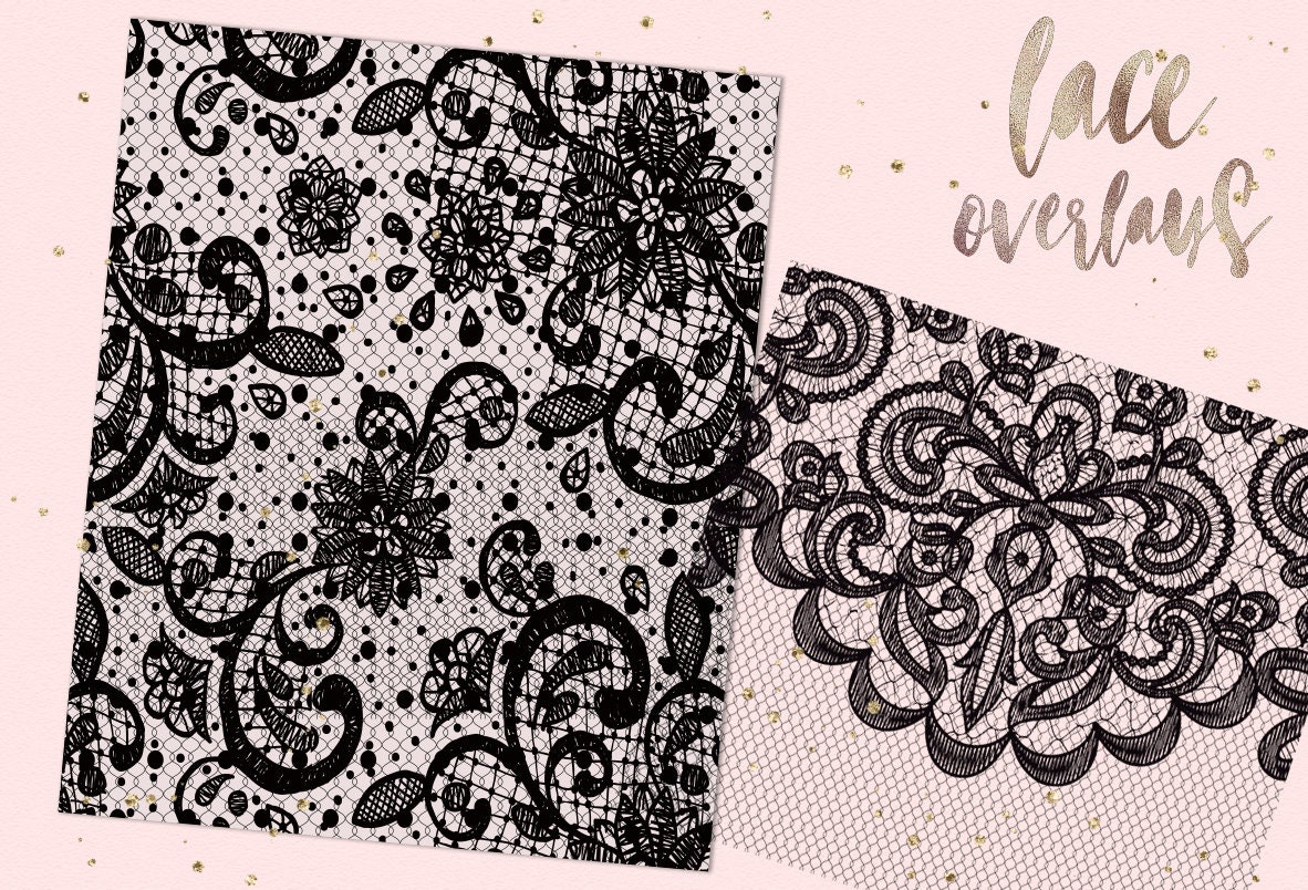 Black Lace Overlays Transparent Digital Paper Scrapbooking - Etsy