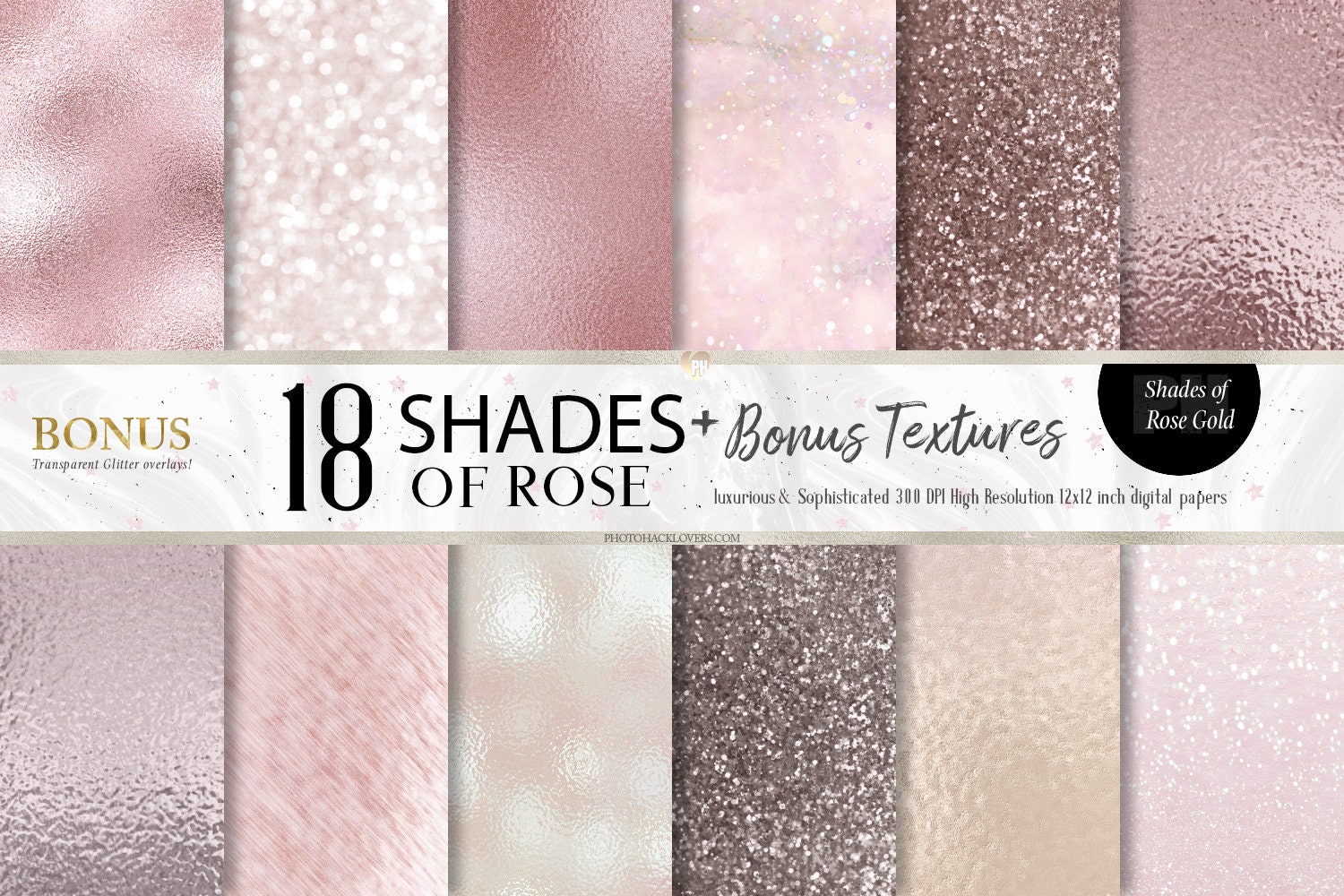 Rose Gold Digital Paper Pink Blush Glitter Digital Papers | Etsy