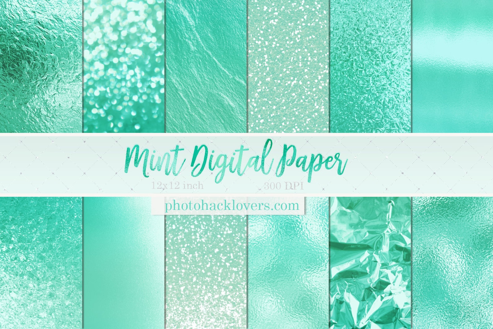 Mint Green Digital Paper Aqua Mint Digital Paper Glitter - Etsy
