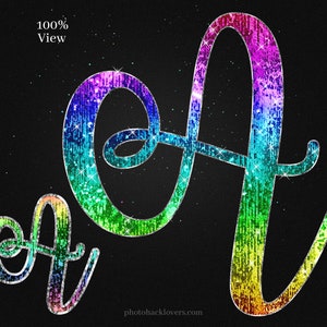 Rainbow Sequin Alphabet Clipart, Glitter Lettering Graphics, PNG PSD ...
