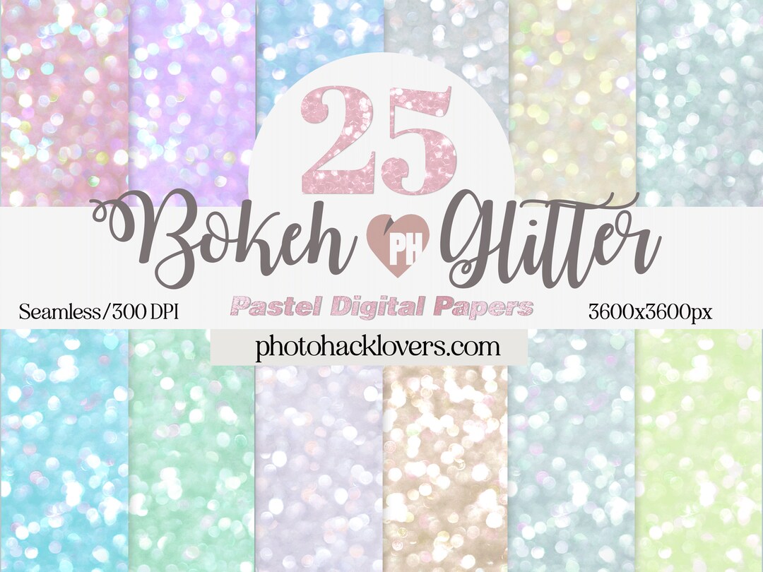 Bokeh Digital Paper: " SEAMLESS BOKEH PASTEL Glitter Paper" Scrapbook ...
