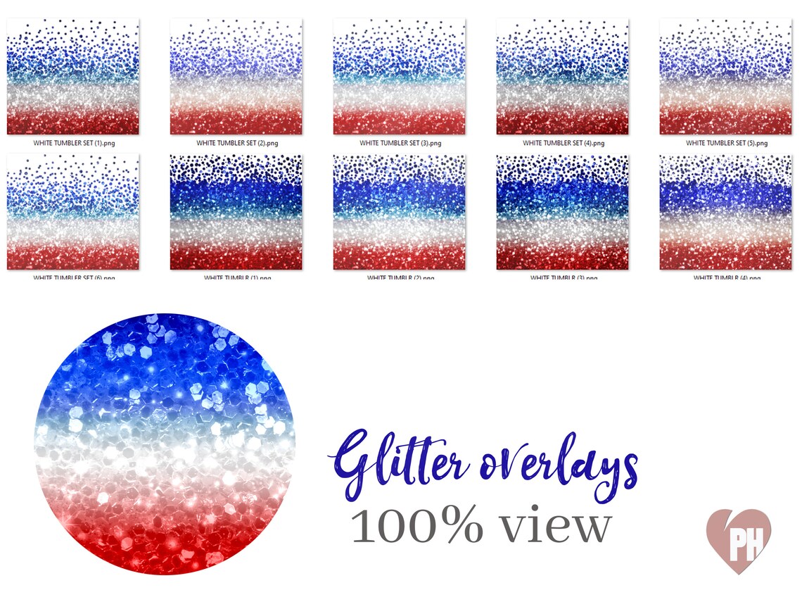 60 Fourth of July Glitter Tumbler Overlays Red White and Blue - Etsy
