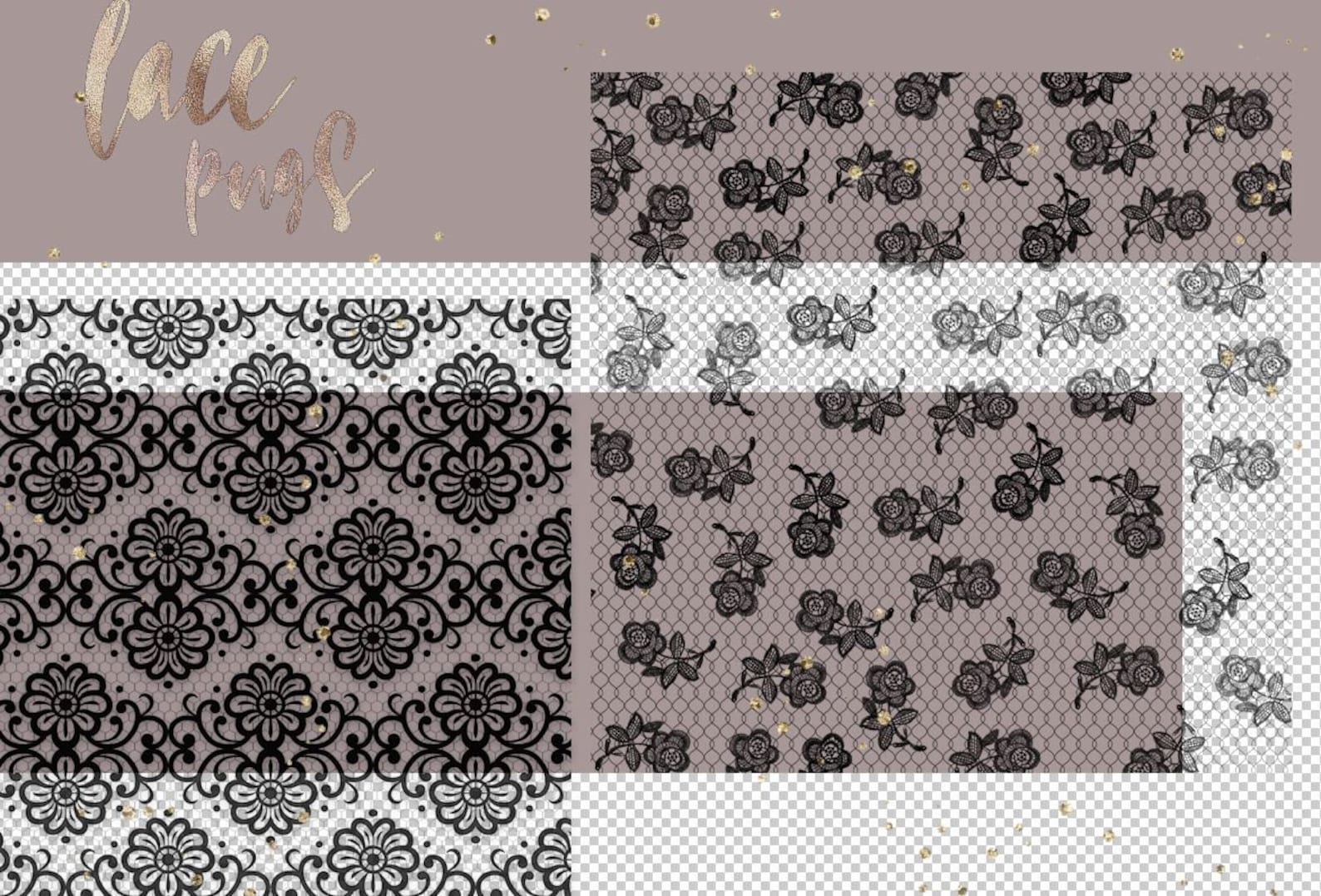 Black Lace Overlays Transparent Digital Paper Scrapbooking - Etsy