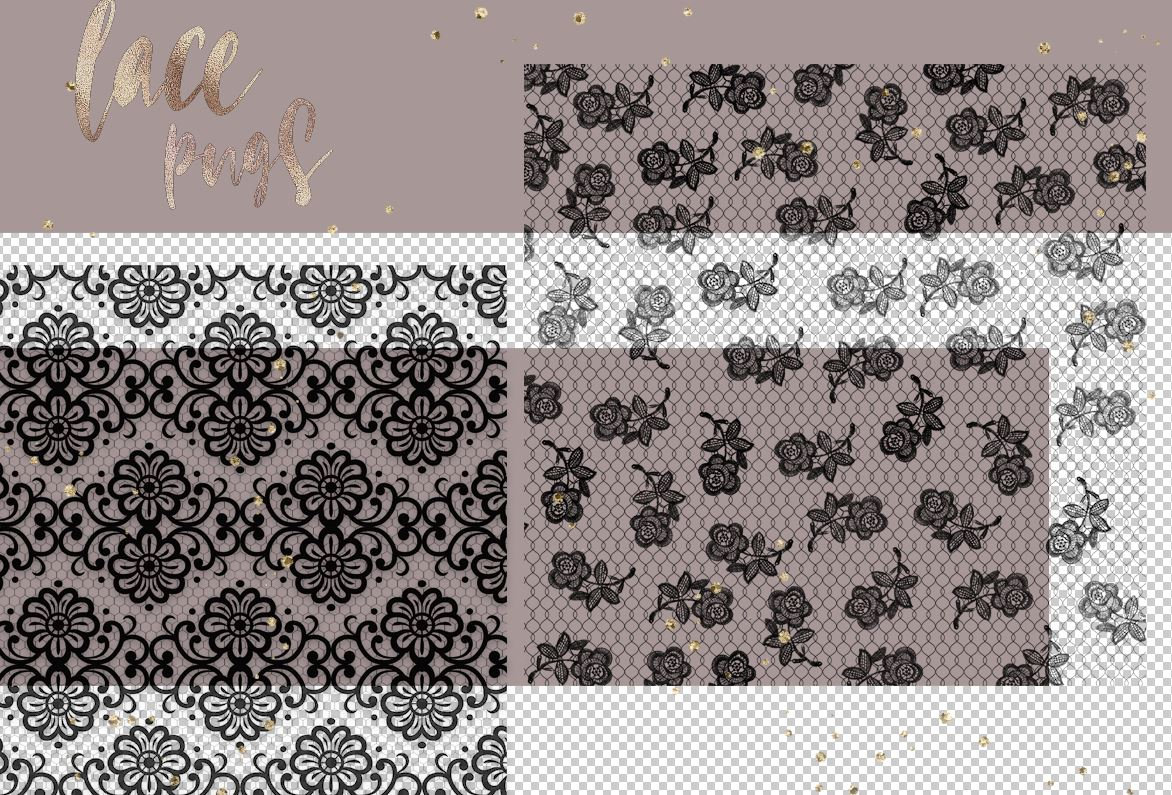 Black Lace Overlays Transparent Digital Paper Scrapbooking - Etsy
