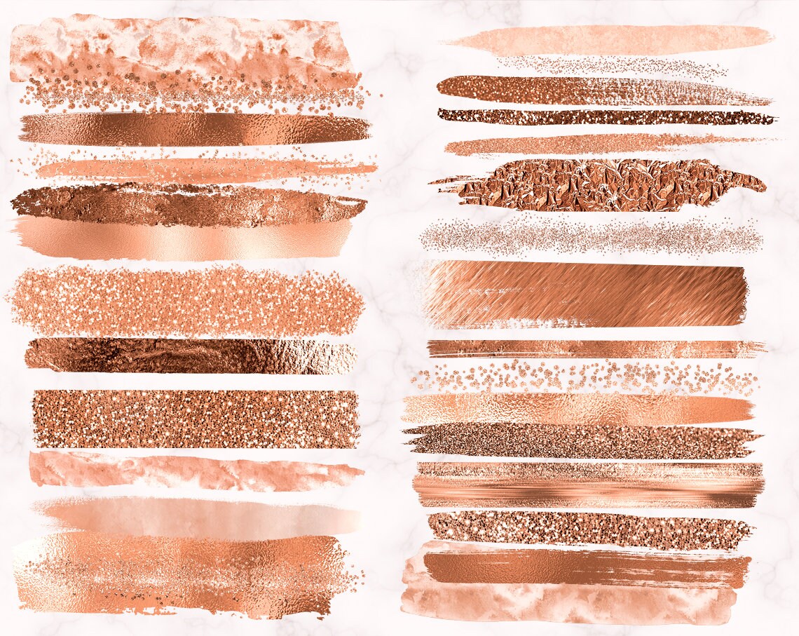 Rose Gold Brush Strokes Clipart Hand Painted Blush | Etsy