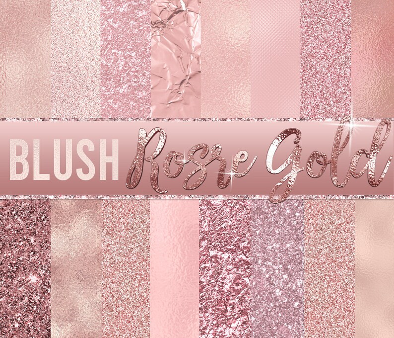Rose Gold Digital Textures, Blush Seamless Patterns, Commercial Use ...