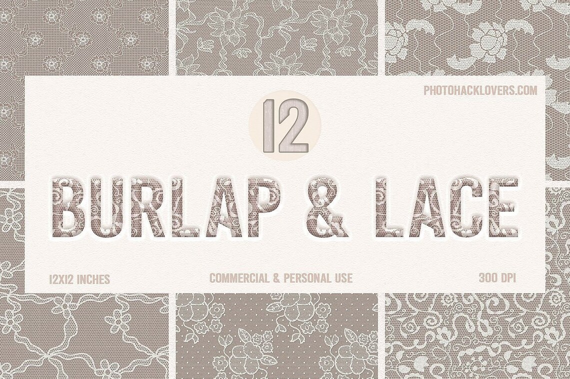Burlap & Lace Digital Paper Lace Pattern Lace Digital Paper | Etsy