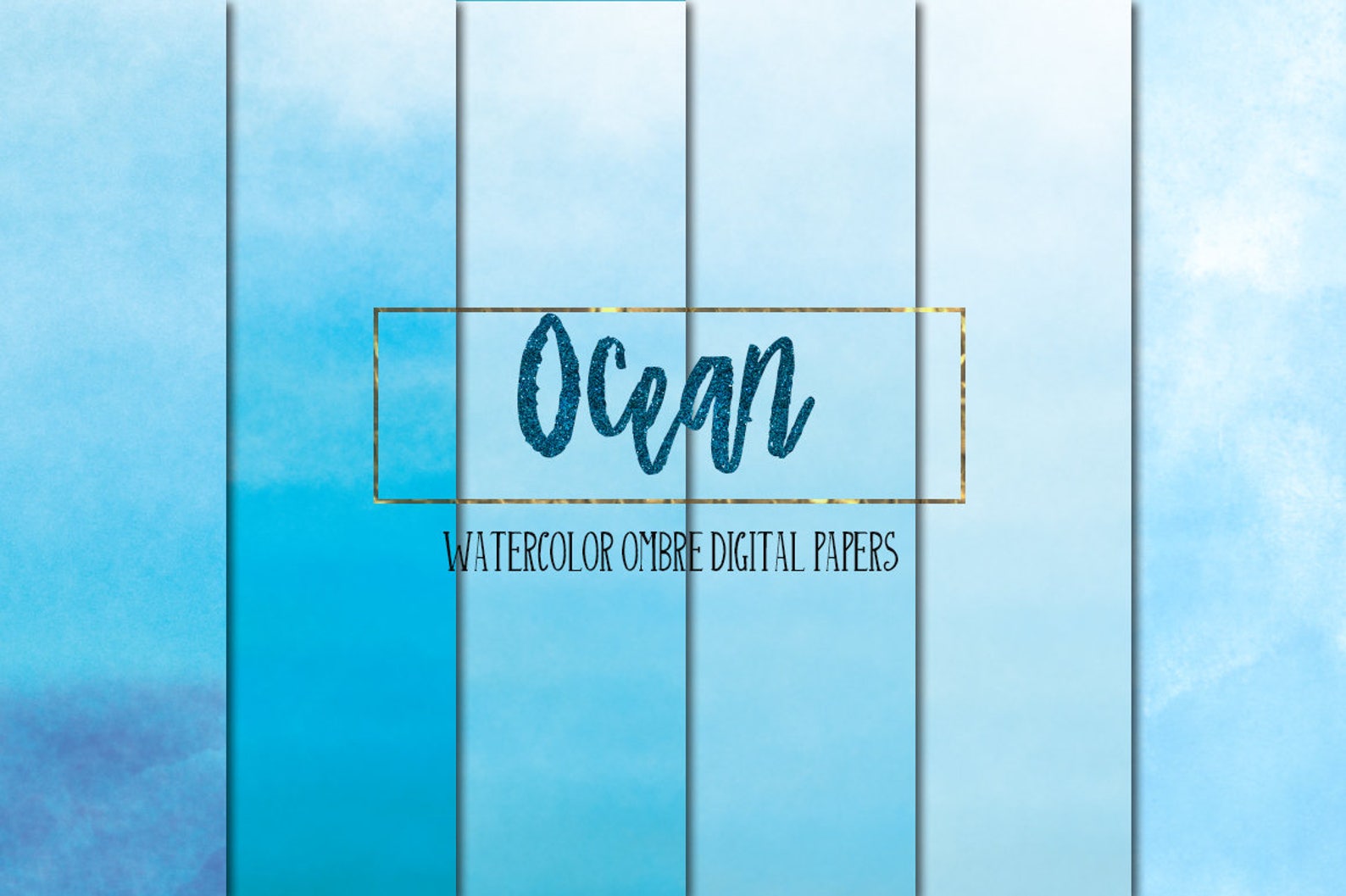 OCEAN OMBRE Digital Paper Blue Ombre Textures Glitter - Etsy