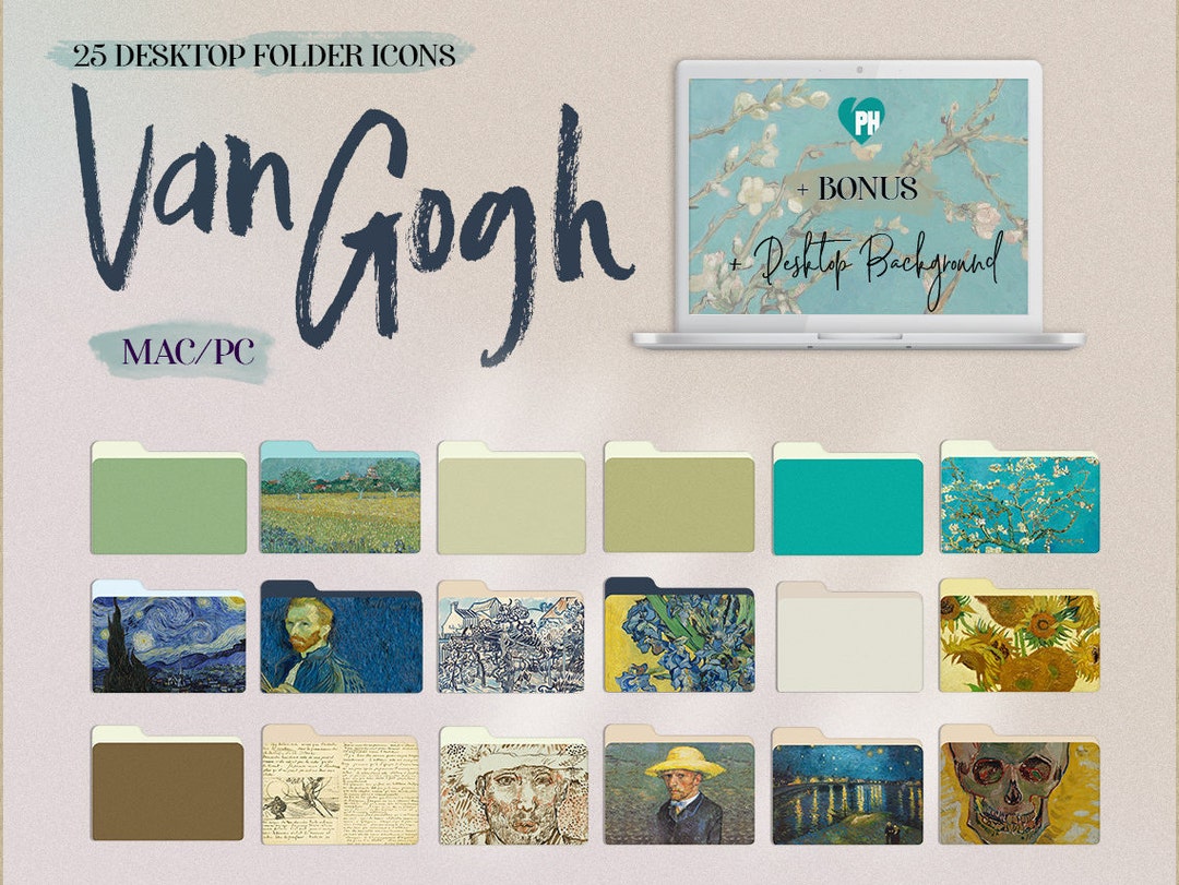 25 Van Gogh Desktop Folder Icons for Mac or PC - IOS APP Icons Used to ...